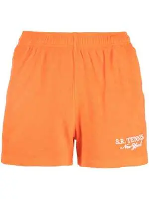 SPORTY & RICH Logo-embroidered Shorts - Orange