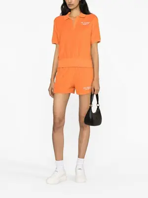 SPORTY & RICH Logo-embroidered Shorts - Orange