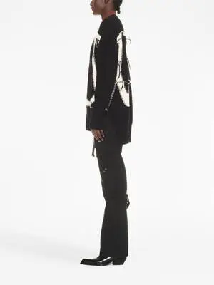 Off-White Logo-intarsia Wool Cardigan - Black