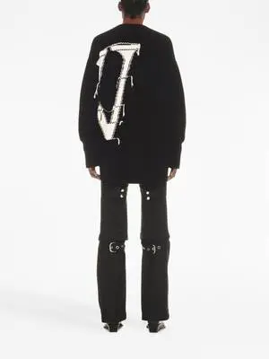 Off-White Logo-intarsia Wool Cardigan - Black