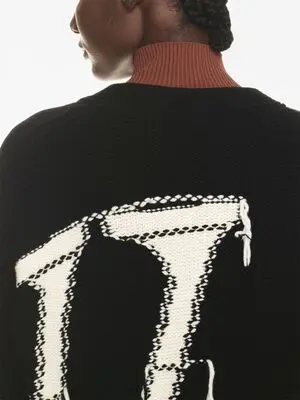 Off-White Logo-intarsia Wool Cardigan - Black