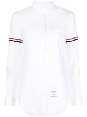 Thom Browne Thom Browne Classic Oxford Shirt With RWB Stripe Detail 100 White