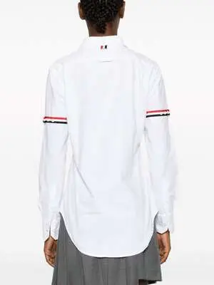 Thom Browne Classic Oxford Shirt With Rwb Stripe Detail - White