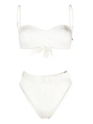 NOIRE SWIMWEAR High-waist Belted Bikini Set - Neutrals