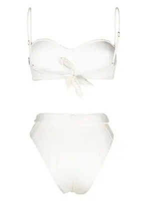 NOIRE SWIMWEAR High-waist Belted Bikini Set - Neutrals