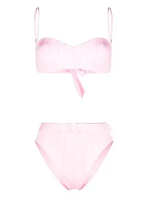 NOIRE SWIMWEAR High-waist Belted Bikini Set - Pink