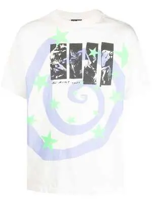 SAINT MXXXXXX Graphic-print Cotton T-shirt - White