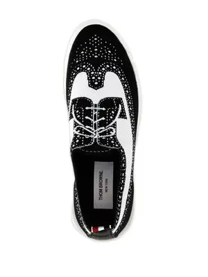 Thom Browne Brogue-knit Tech Runner Sneakers - Black