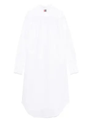 Thom Browne Cotton Grosgrain Placket Shirt Dress - White