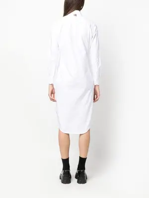 Thom Browne Cotton Grosgrain Placket Shirt Dress - White