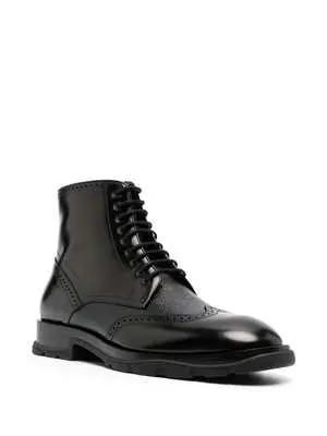 Alexander McQueen Textured Lace-up Boots