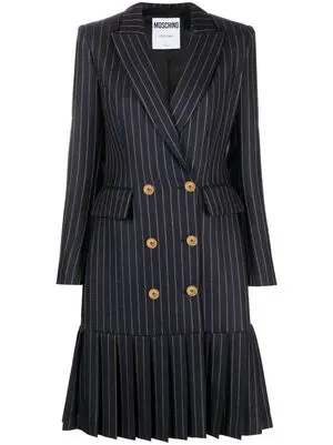 Moschino Pinstriped Pleated Blazer Dress