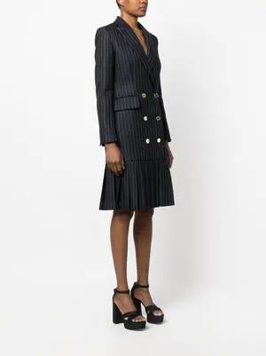 Moschino Pinstriped Pleated Blazer Dress
