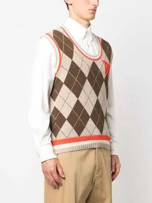 Dsquared2 Argyle-pattern Wool-silk Vest