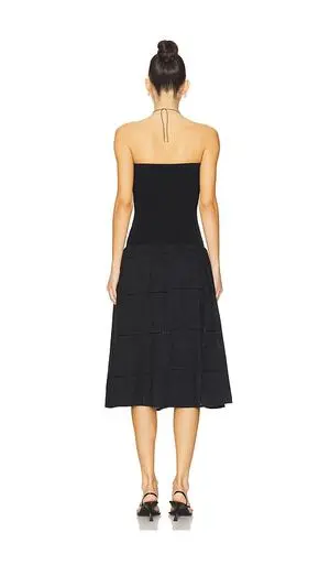 WeWoreWhat Ribbed Cotton Midi Dress - Black Multi