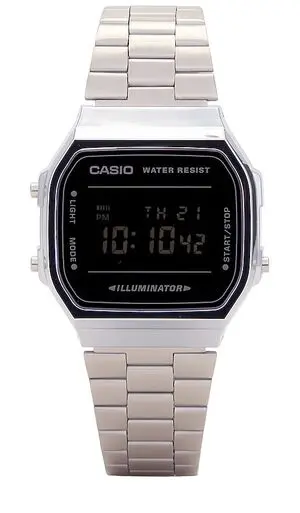 Casio Casio Vintage A168 Series Digital Watch Silver & Black