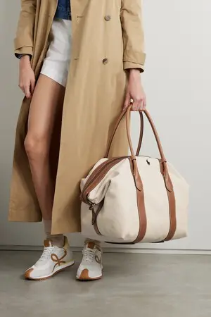 Polo Ralph Lauren Extra Large Bellport Leather-trimmed Embroidered Canvas Tote