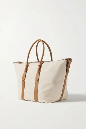 Polo Ralph Lauren Extra Large Bellport Leather-trimmed Embroidered Canvas Tote