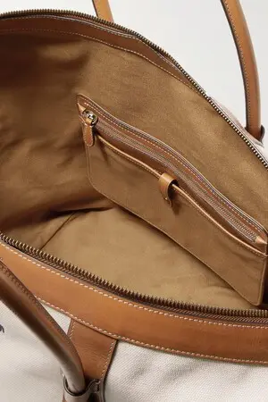 Polo Ralph Lauren Extra Large Bellport Leather-trimmed Embroidered Canvas Tote