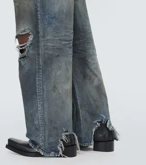 Balenciaga Distressed Wide-Leg Jeans - Blue | Editorialist