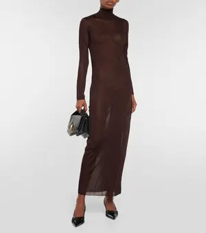 Alaïa High-neck Knit Maxi Dress
