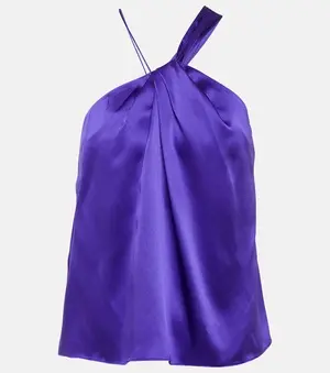 THE SEI One-shoulder Silk Satin Top