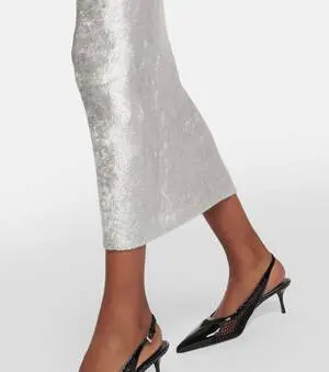 Alaïa Off-shoulder Velvet Midi Dress
