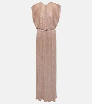Costarellos Metallic Pleated Gown