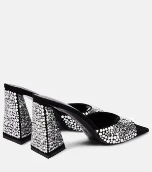 Attico Mini Devon 85 Embellished Mules - Silver
