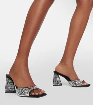 Attico Mini Devon 85 Embellished Mules - Silver