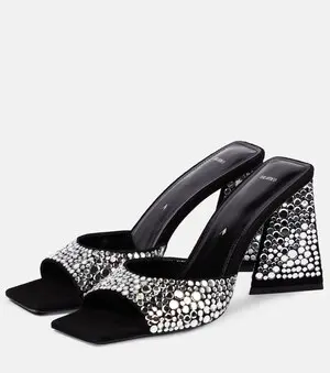 Attico Mini Devon 85 Embellished Mules - Silver