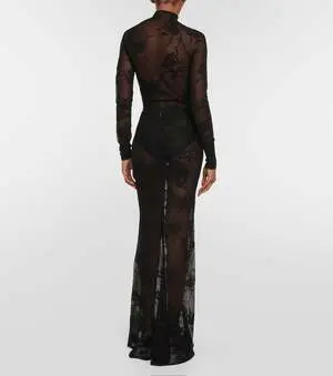 Alaïa Floral Mesh Maxi Skirt