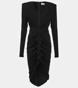 Alexandre Vauthier Draped Jersey Midi Dress - Black