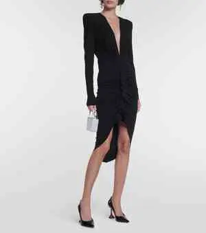 Alexandre Vauthier Draped Jersey Midi Dress - Black