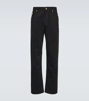 Versace Embellished Mid-rise Straight Jeans - Black