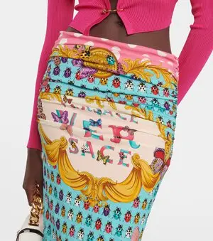 Versace Printed Draped Midi Skirt