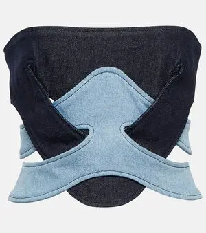 DION LEE Strapless Denim Corset Top - Blue