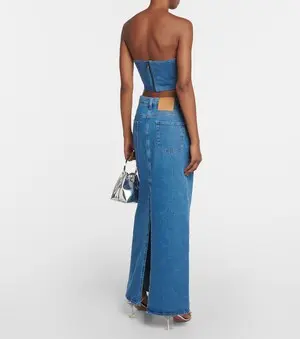 Giuseppe Di Morabito Floral-appliqué Denim Bustier