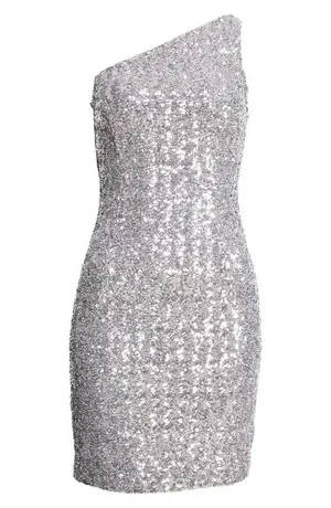 Michael Kors Sequin Embroidered One-shoulder Sheath Dress