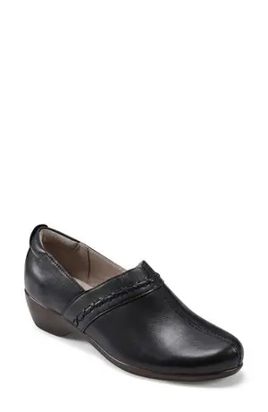 Easy Spirit Leather Slip-on With Decorative Stitching - Blk01