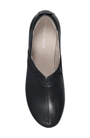Easy Spirit Leather Slip-on With Decorative Stitching - Blk01