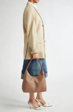 MANSUR GAVRIEL Candy Pebbled Leather Hobo Bag - Biscotto