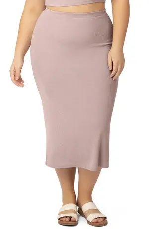 KINDRED BRAVELY Ribbed Maternity Skirt - Lilac Stone