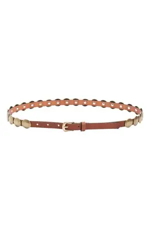 GOLDEN GOOSE Trinidad Studded Leather Belt - Nougat