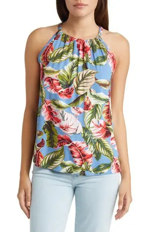 Loveappella Leaf Print Sleeveless Tank