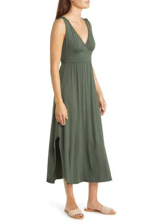 Loveappella Sleeveless V-neck Midi Dress