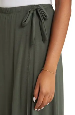 Loveappella Faux Wrap Skirt - Olive