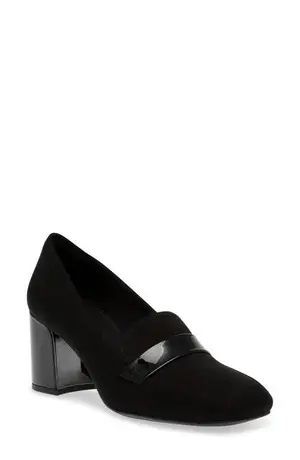 Anne Klein Telepathy Block Heel Pumps - Black Stretch