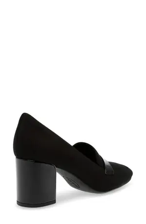 Anne Klein Telepathy Block Heel Pumps - Black Stretch