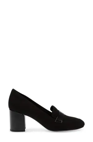 Anne Klein Telepathy Block Heel Pumps - Black Stretch